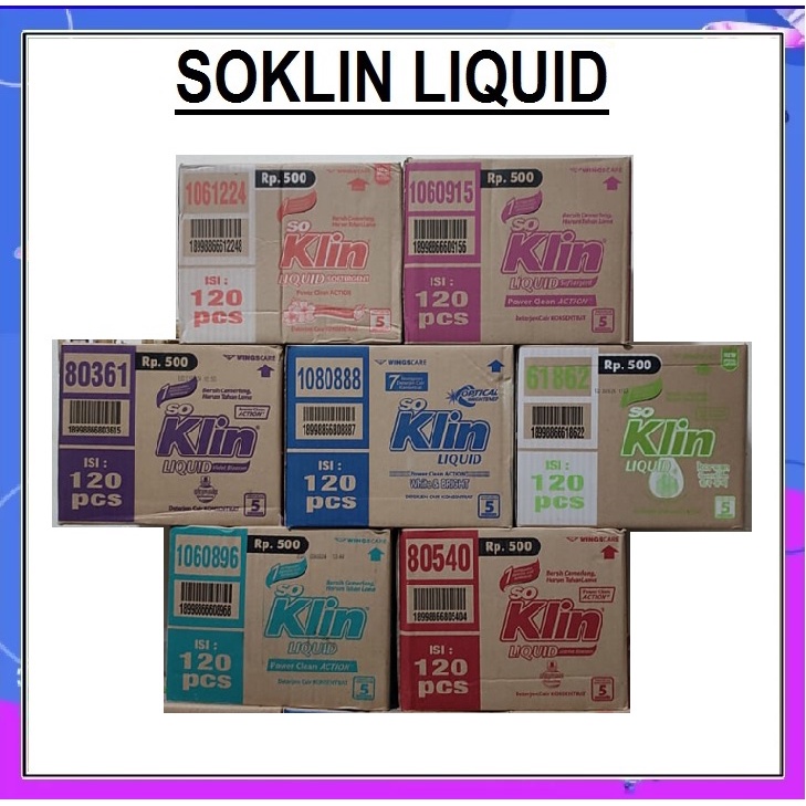 Jual 1 DUS SOKLIN LIQUID PINK BIRU VIOLET MERAH SOFTERGENT DETERGEN CAIR 20 mL SO KLIN ISI 120 ...