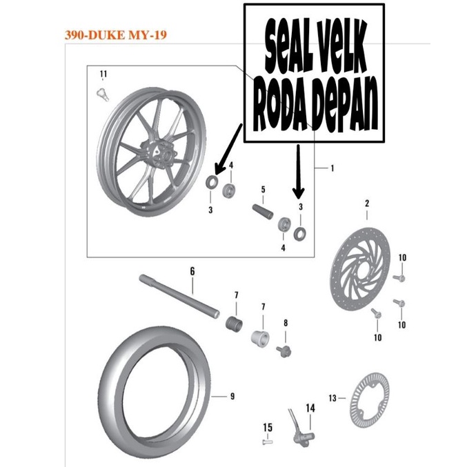 Jual SEAL VELK RODA DEPAN KTM DUKE RC ADVENTURE 200 250 390 | Shopee ...