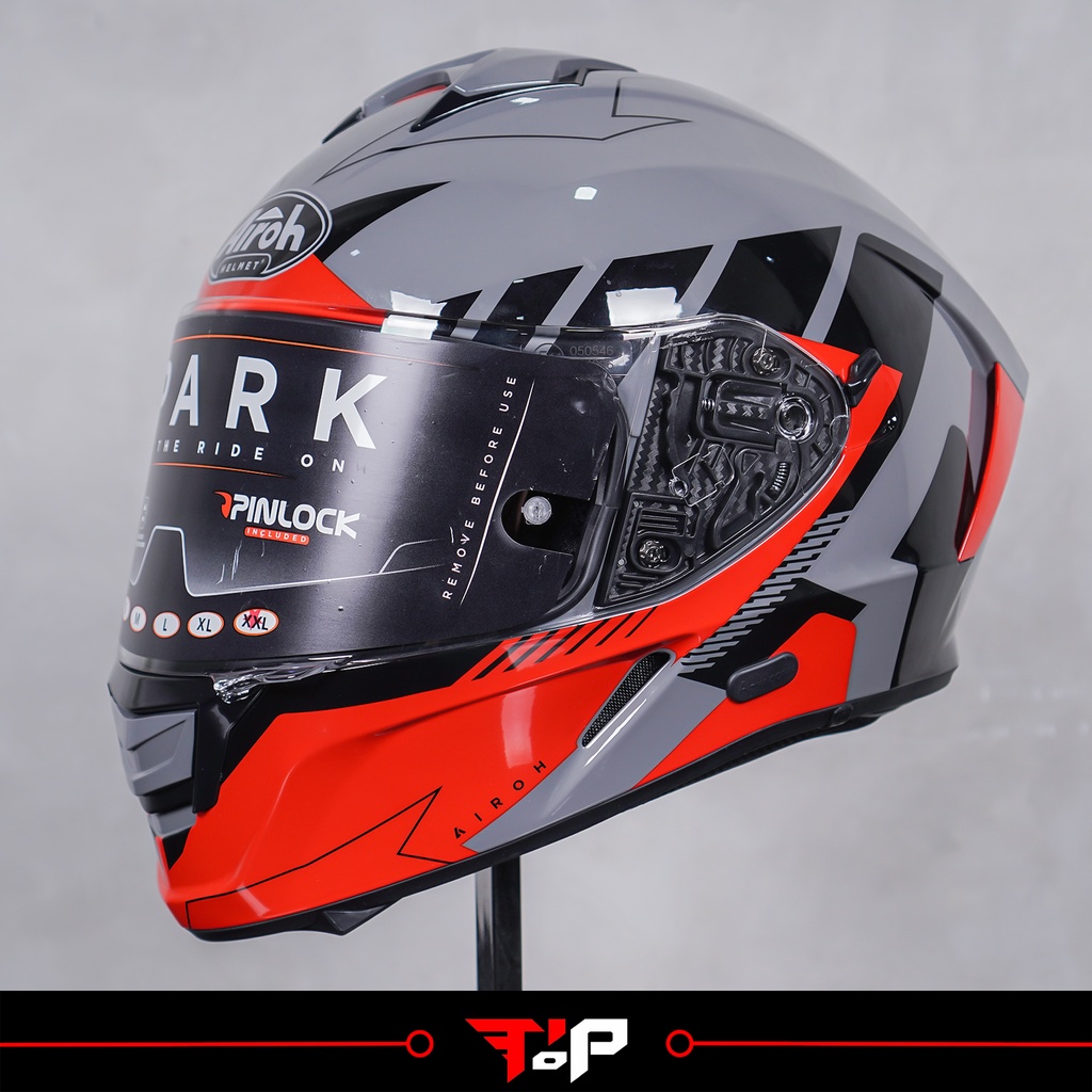 Jual AIROH SPARK RISE GREY RED HELM FULL FACE | Shopee Indonesia