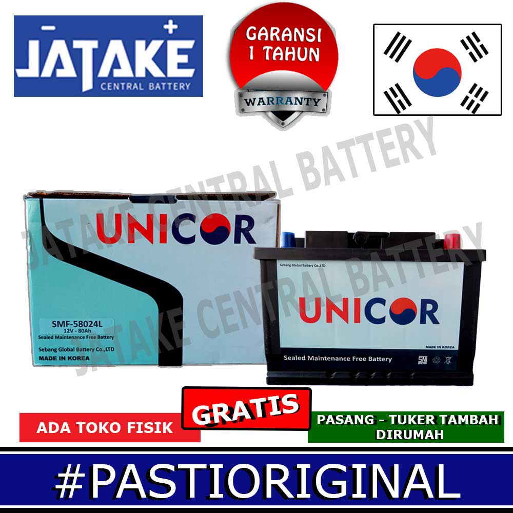 Jual Aki kering 58024 DIN 80 Unicor Battery Mobil Innova reborn Bensin ...
