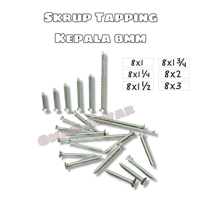 Jual Skrup Tapping Baut Screw JF Kayu Olimpik 1 bungkus isi 100 kepala ...