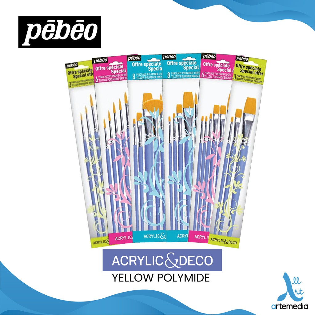 Jual Pebeo Brush Yellow Polyamide Acrylic and Deco Brush Set Kuas Lukis | Shopee Indonesia