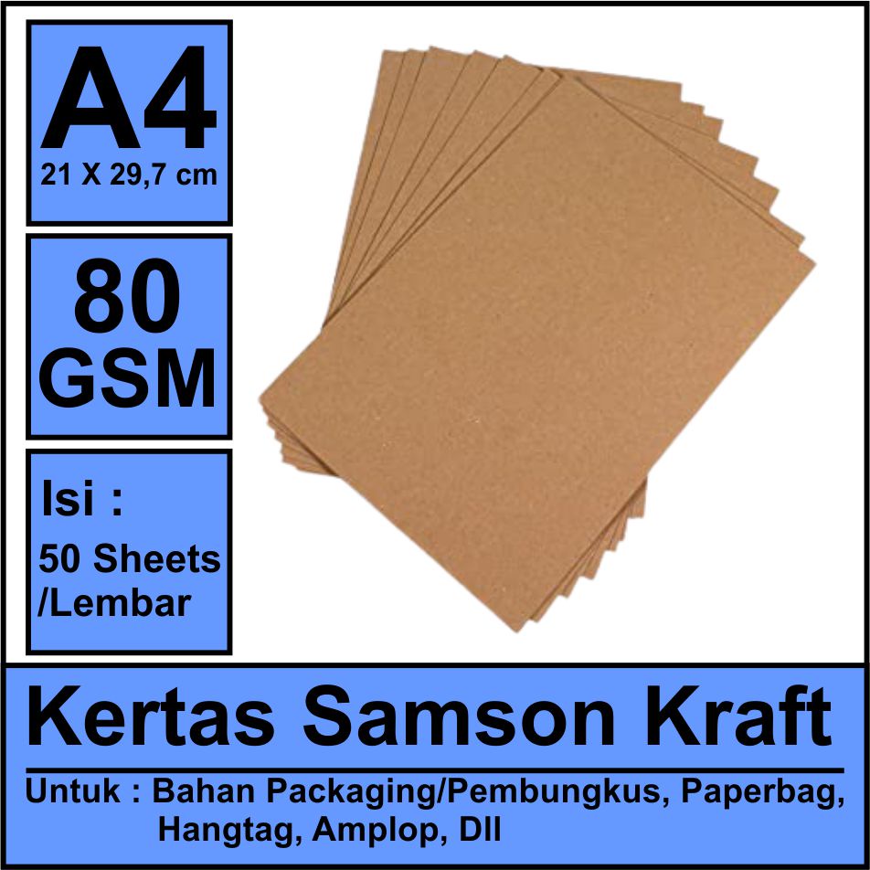 Jual Kertas Samson Kraft 80 Gsm A4 Warna Coklat Isi 50 Lembar Shopee