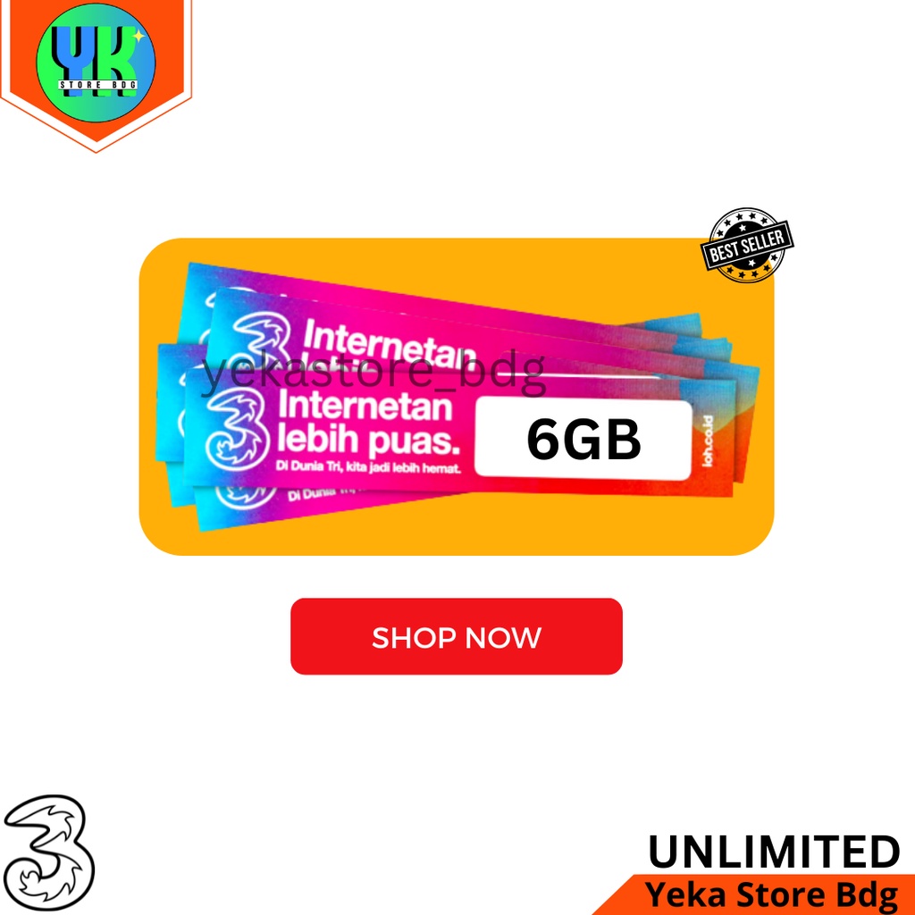 Jual Voucher Kuota TRI UNLIMITED 6GB Masa Aktif 30 Hari Nasional | Shopee Indonesia