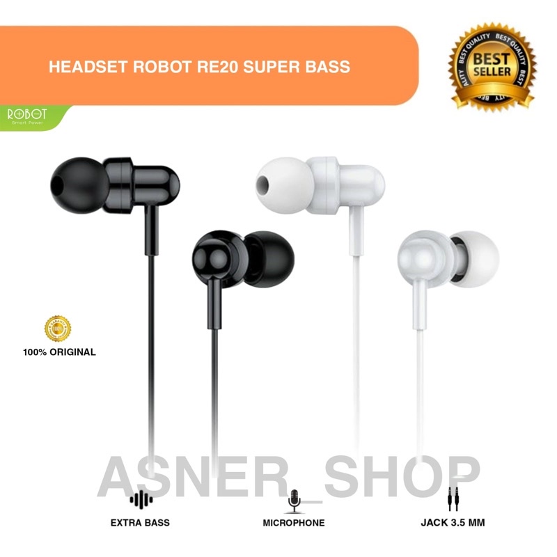 Jual Headset Robot RE20 Handsfree Deep Earphone Super Bass Sound Wired ...