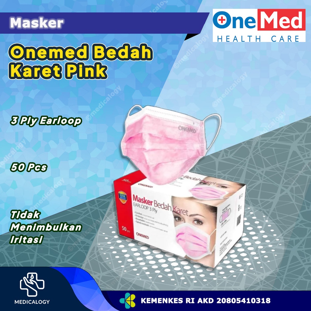 Jual Masker Medis Earloop Onemed pink isi 50 Pcs | Shopee Indonesia