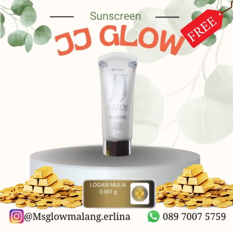 Jual Ms Glow ~ JJ Glow ( Sunscreen wajah & badan ) FREE MINI GOLD ...
