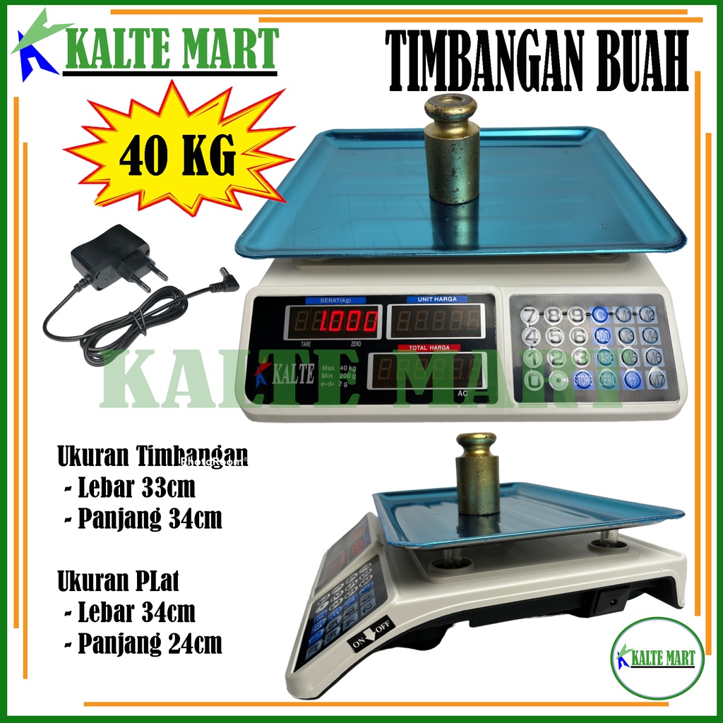 Jual KALTE Timbangan Buah Double Display 40kg, 30kg Digital Computing ...