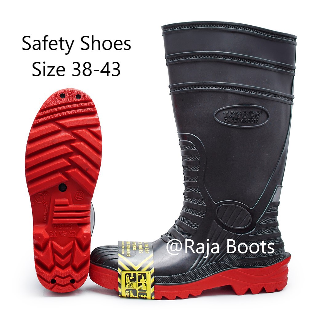 Jual Sepatu Boot Panjang SAFETY Toyobo MaxSafe Hitam Merah | Shopee ...