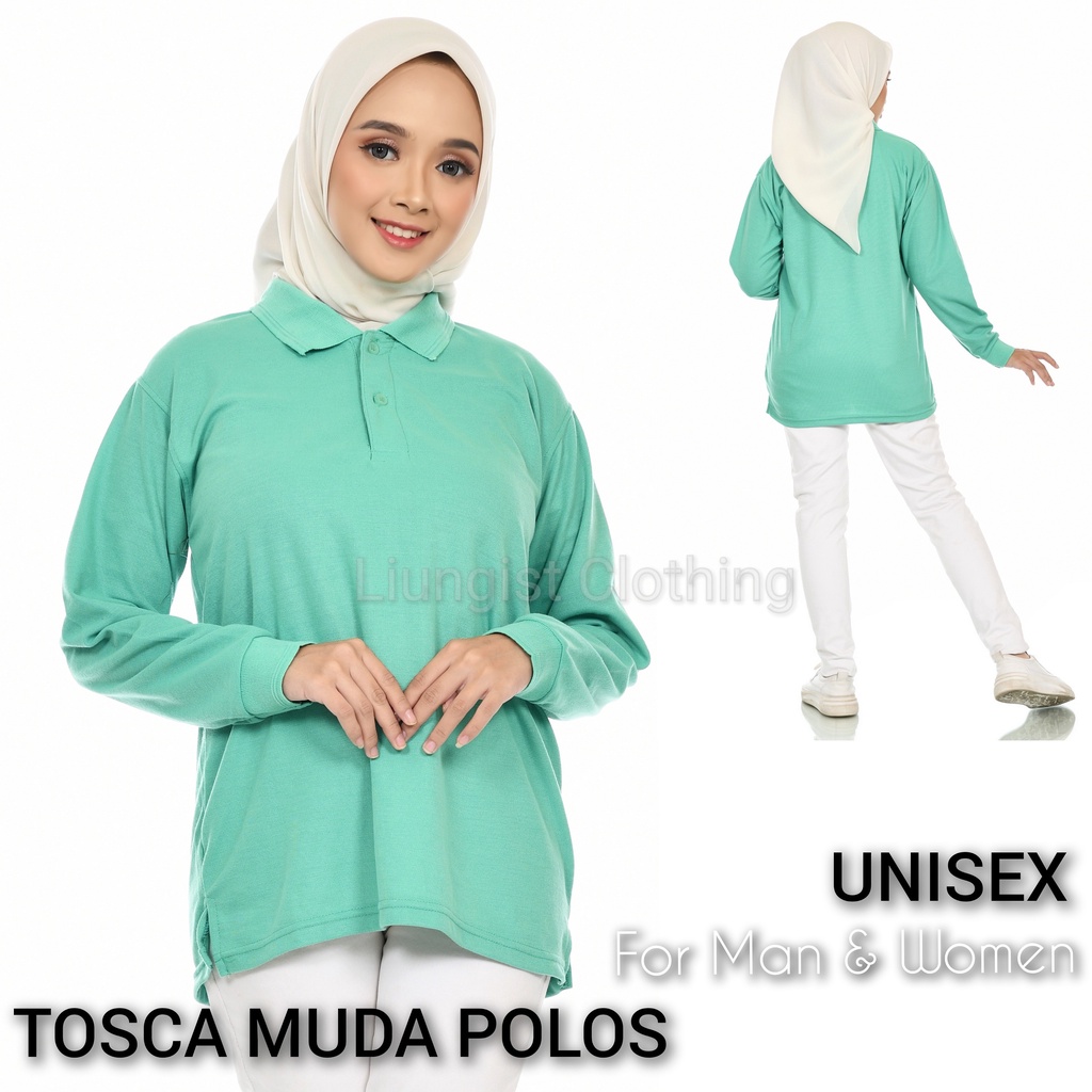 Jual Kaos Polo Panjang Unisex Tosca Muda Polos / Kaos Kerah / Poloshirt ...