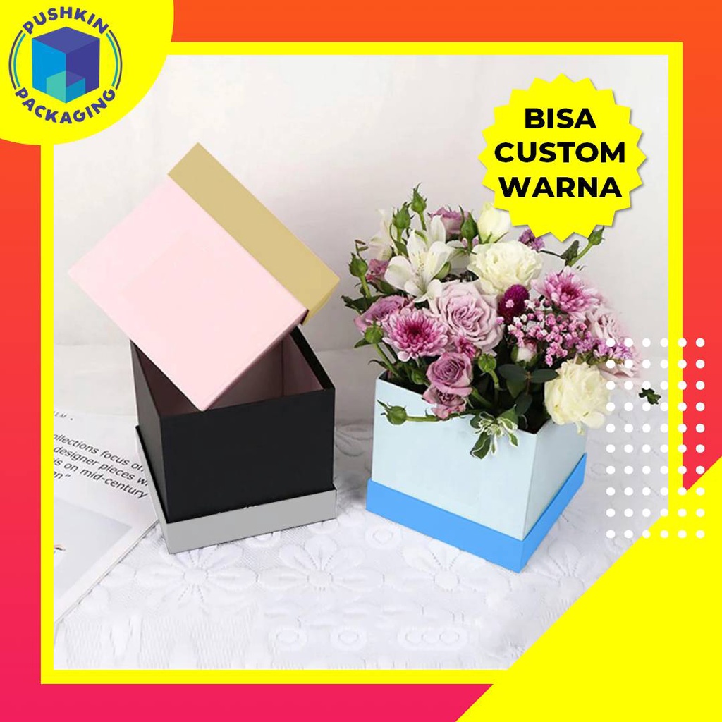 Jual Bloombox Kotak Dua Warna Segiempat Persegi Petak Untuk Wadah Kado ...
