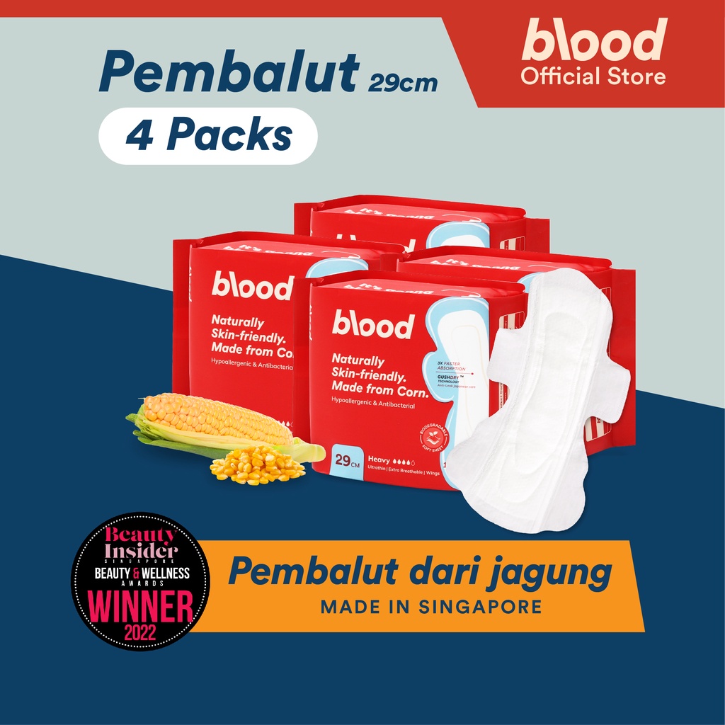 Jual Blood Corn Pads / Pembalut dari Jagung | Bebas gatal & ultra thin - 29cm | Bundle 4 Packs ...