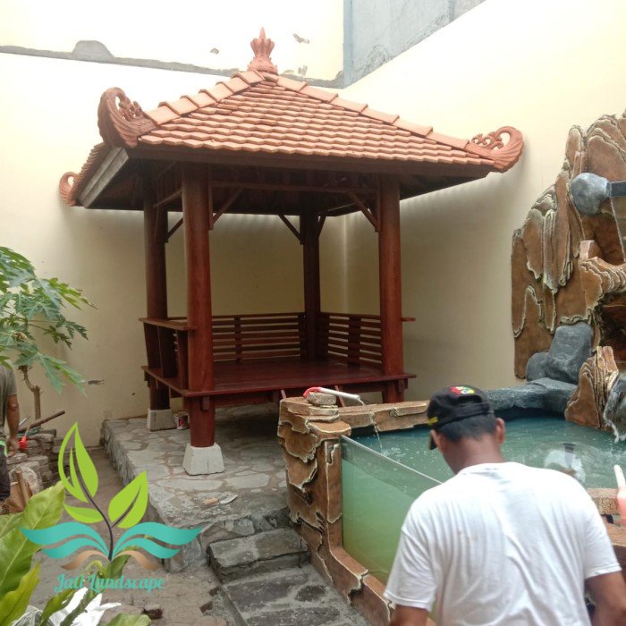 Jual saung gazebo kayu kelapa ukuran 2x2 persegi | Shopee Indonesia