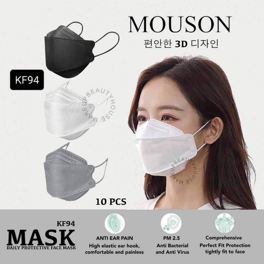 Jual MM MASKER KF94 KOREA 4PLY MOUSON WARNA ISI 10PCS / MASKER MOUSON ...
