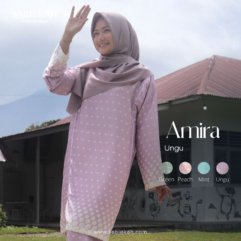 Jual AMIRA Baju Kurung Basiba Satin Set Setelan Muslimah Syar'i Raya ...