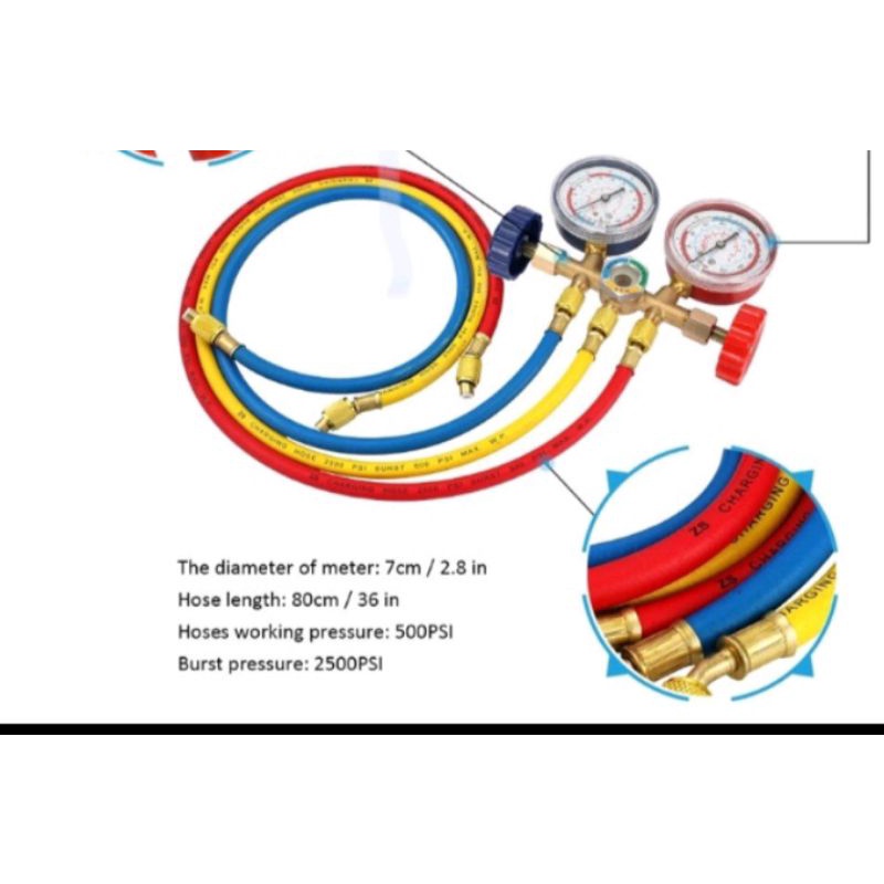 Jual manifold analizer ac multi r410 r32 r22 plus selang 3 pcs | Shopee Indonesia