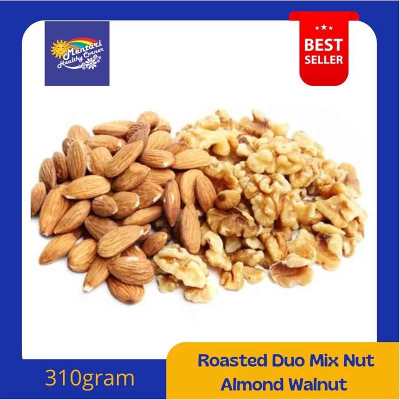 Jual Roasted Duo Mix Nut Almond Walnut 300Gr / Duo Mix Nut Kacang Almond Walnut Panggang 300gram ...