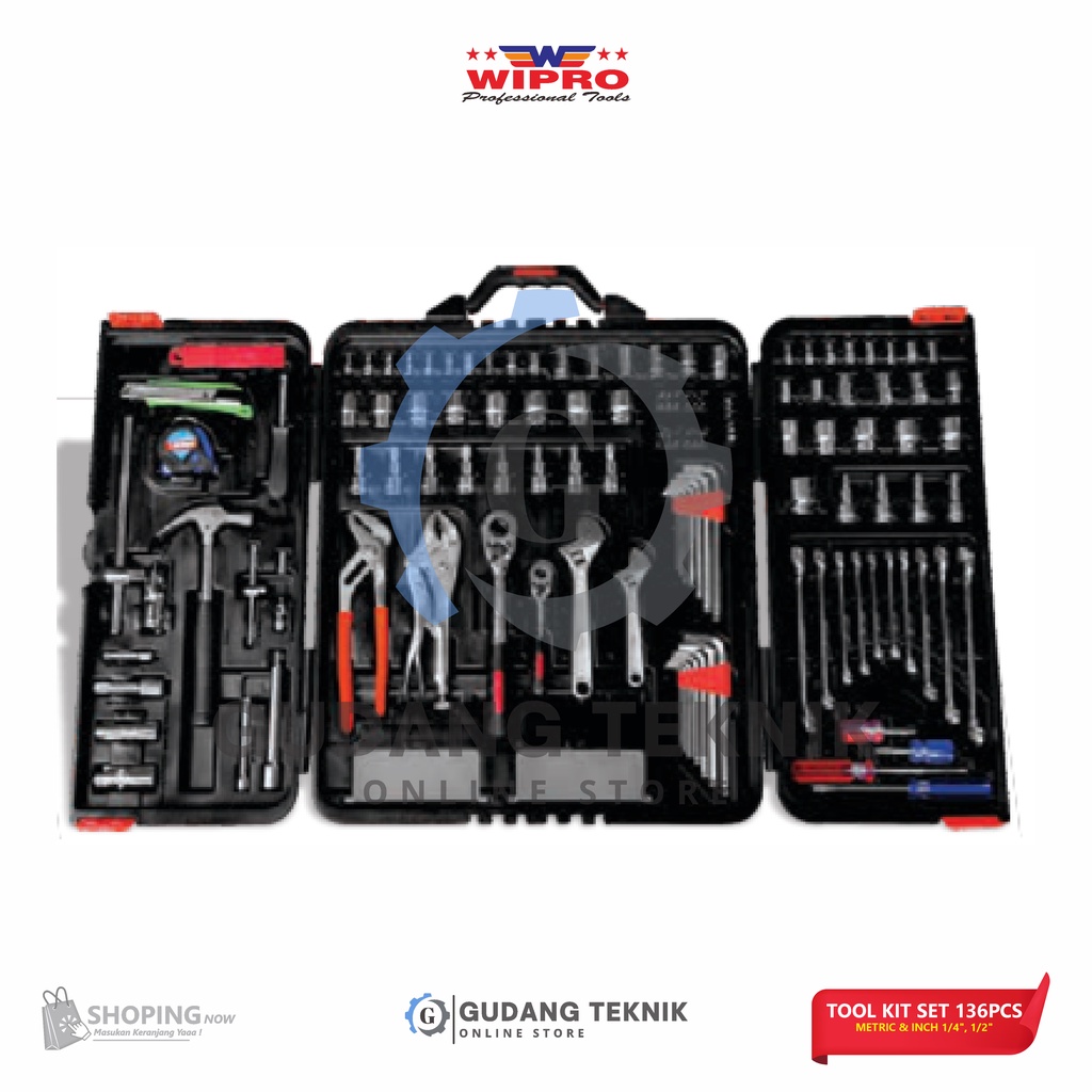 Jual Tool Kit Kunci Set 136pcs WIPRO TS-136 6PT / Tool Kit Sock Sok Set ...