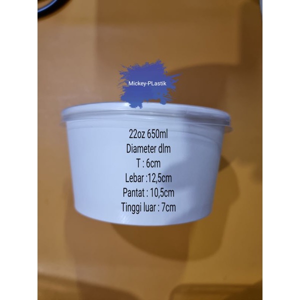 Jual PAPER BOWL + LID / MANGKOK KERTAS PUTIH UKURAN 360ML 500ML 650ML ...