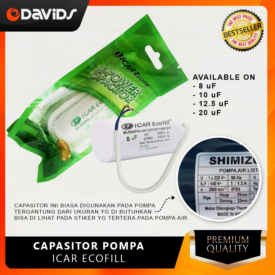 Jual Kapasitor Pompa Air Capasitor Mesin Sanyo Elko Bulat Icar Ecofill ...
