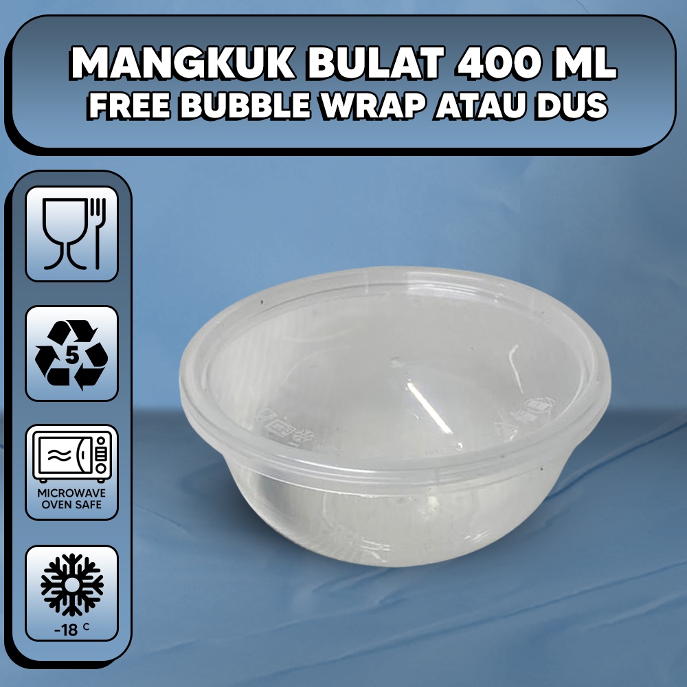 Jual Kotak Makan Plastik / Thinwall / Food Container - Bulat 400ml ...