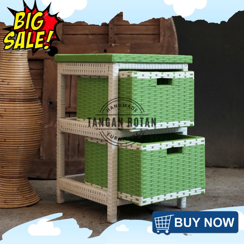 Jual Rak Rotan Sintetis Laci 2 Susun Rak Atas Ukuran Minimalis Dekorasi ...