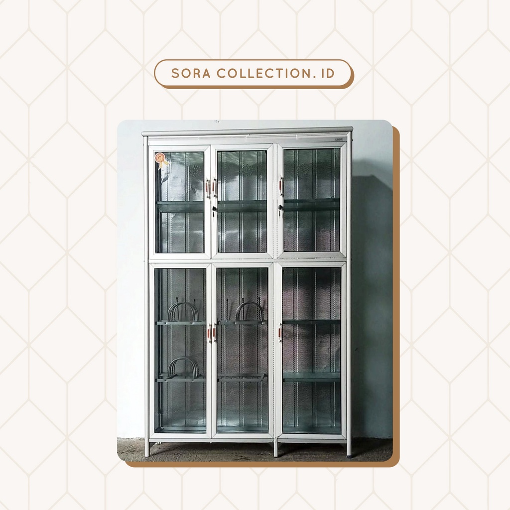 Jual Lemari / Rak Piring / Rak Dapur 3 Pintu Full Box Kaca Rayben Bahan ...
