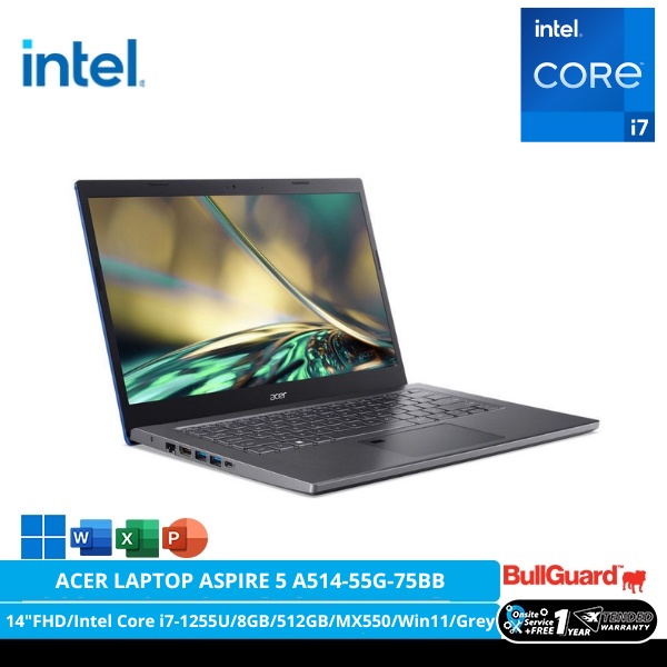 Jual ACER LAPTOP ASPIRE 5 A514-55G-75BB [14"FHD/Intel Core i7-1255U/8GB/512GB/MX550/Win11/Grey ...