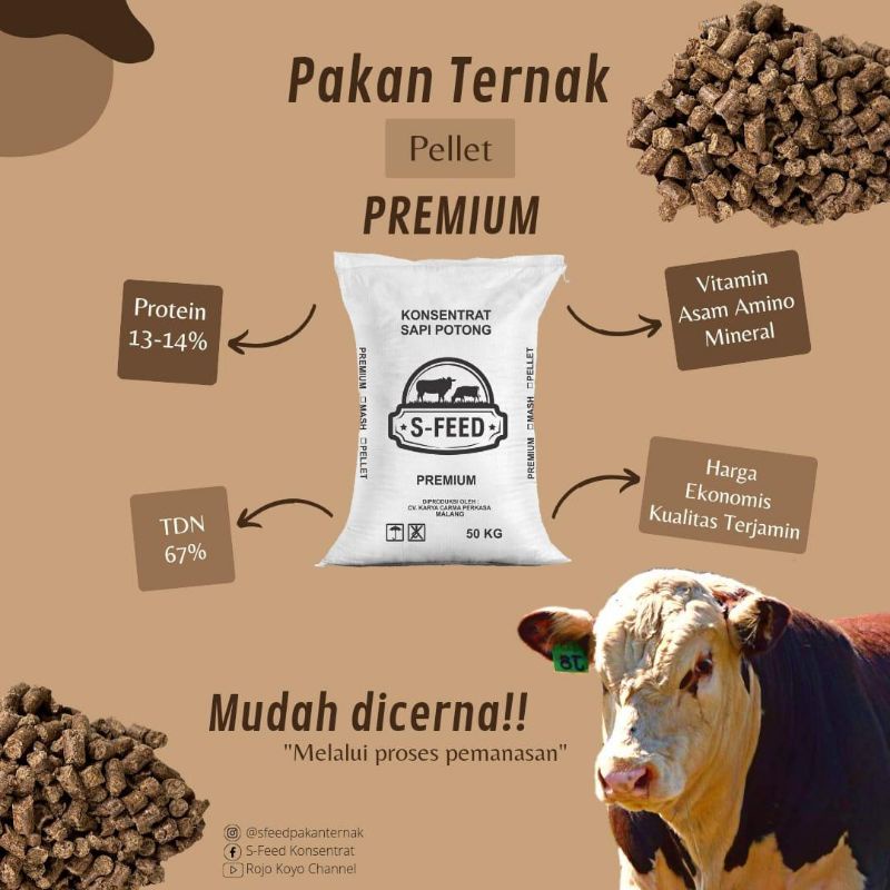 Jual Kosentrat SAPI, KAMBING, KELINCI Konsentrat S-FEED Premium Pellet ...
