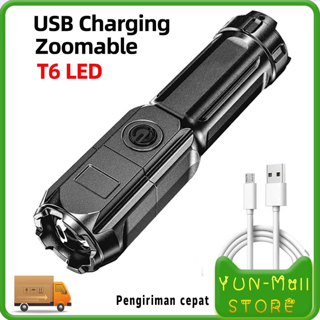 Jual Lampu Cahaya Yang Kuat Senter Fokus Cahaya Terang Isi Ulang USB/ Senter Rumah Portabel Luar ...