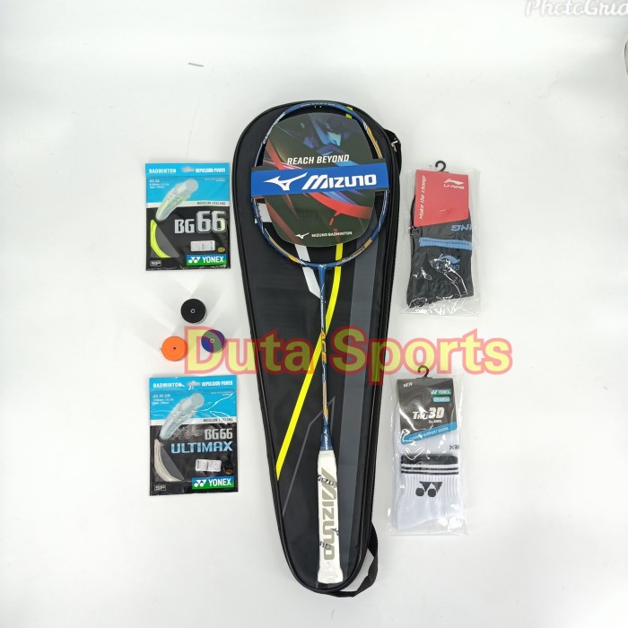 Jual Raket Raket Badminton Mizuno Carbosonic Ace+Senar+Pasang+Sablon ...