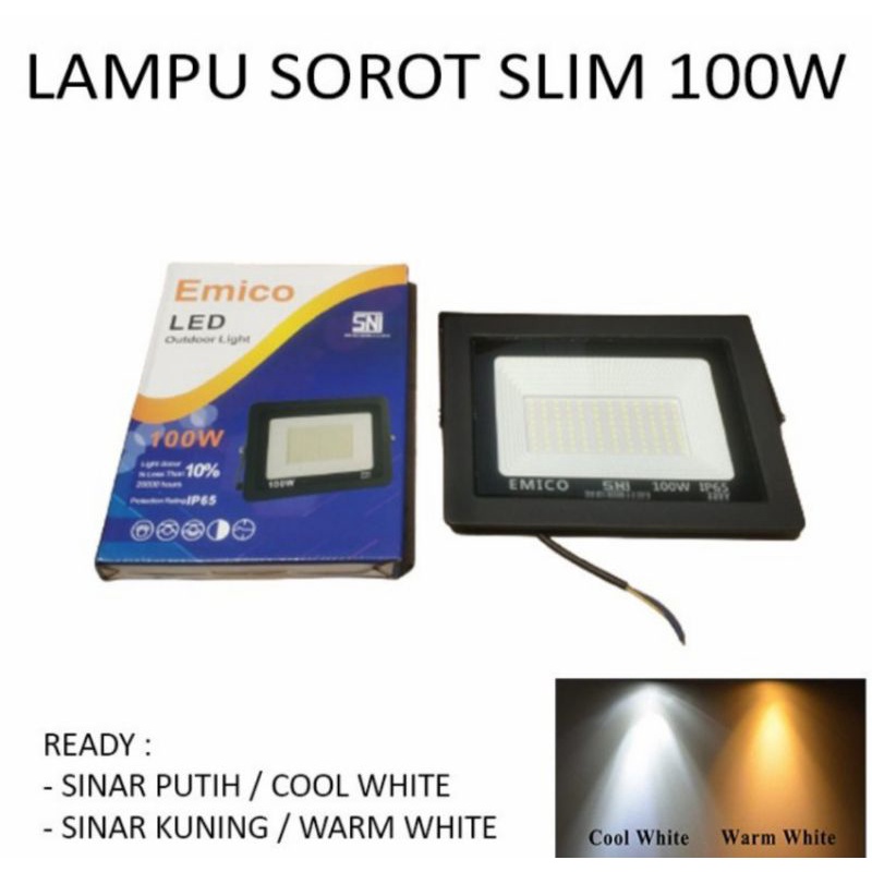 Jual EMICO LAMPU SOROT LED 100W / FLOODLIGHT OUTDOOR TEMBAK LAPANGAN TAMAN | Shopee Indonesia