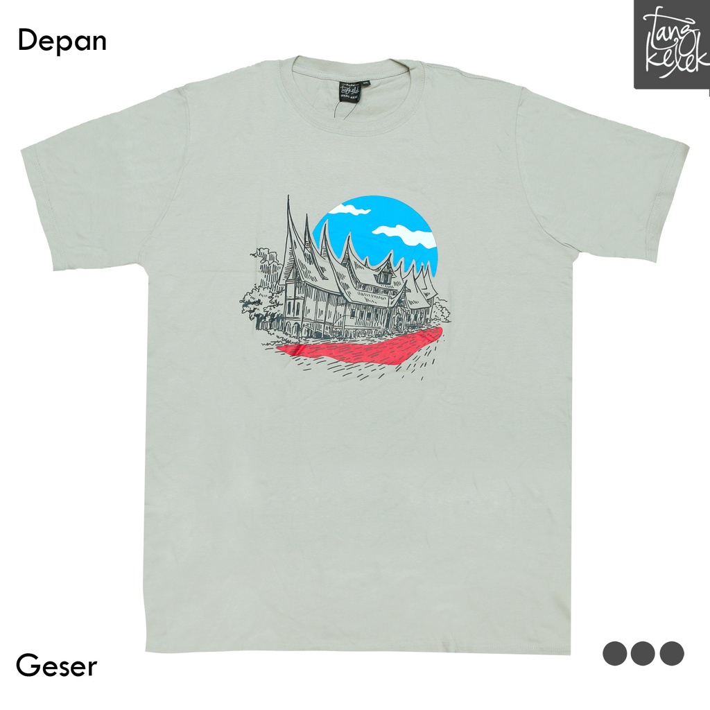 Jual Tangkelek Baju Kaos Big Size XXL Gambar Rumah Gadang Warna Coklat ...