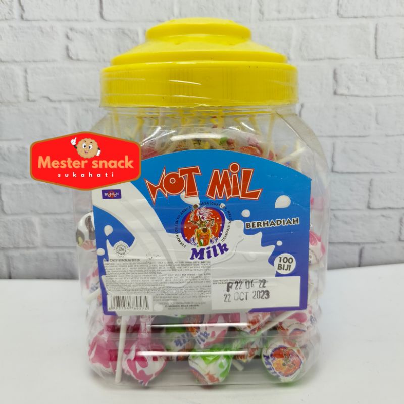 Jual Permen Hot Mil Milk Toples (1 toples isi 100 pcs) | Shopee Indonesia