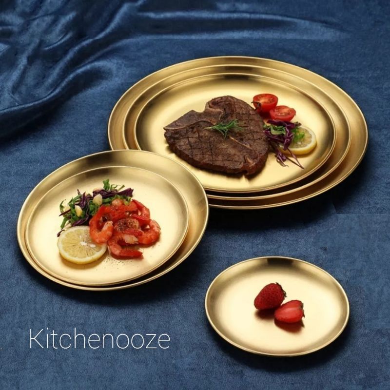 Jual Luxury Golden Dinning Plate Plating Piring Makan Mewah Stainless ...