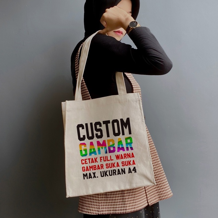 Jual Tote bag Custom Kanvas Tebal Premium Serat Twill Totebag Nudie Bags Custom Penutup ...