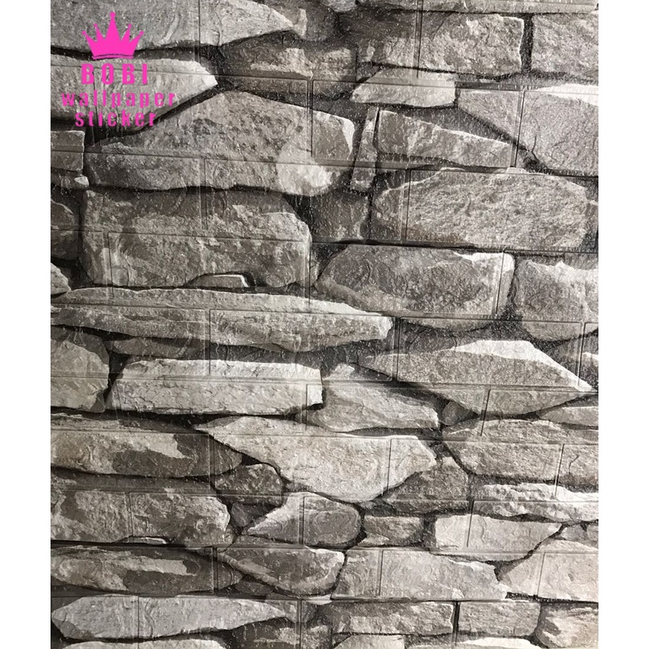 Jual Wallpaper 3D Brickfoam Batu Alam Hitam / Ukuran 70x77cm ...