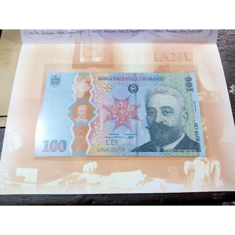 Jual Romania 2019 100 Leu commemorative with folder UNC ORI | Shopee ...