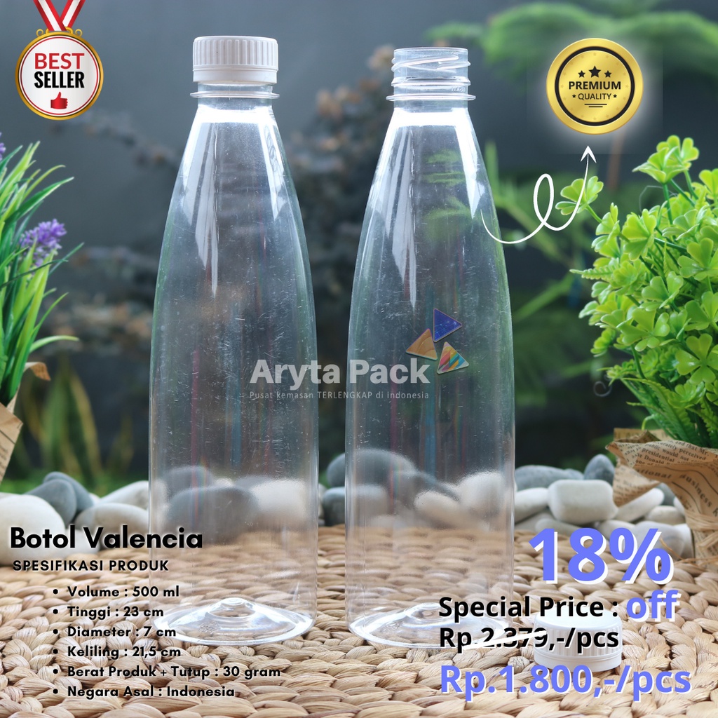Jual Botol plastik PET 500ml valencia minuman jus susu kopi tutup LN ...