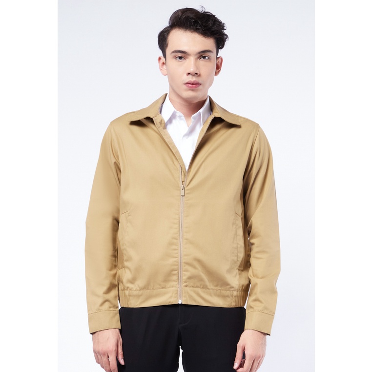 Jual Executive Full Zip Collared Jacket Khaki | Shopee Indonesia