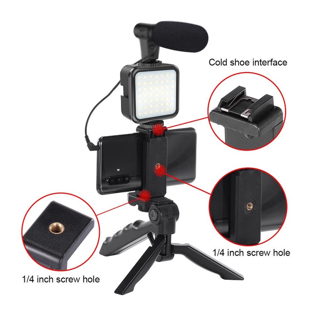 Jual Video Making Kit Ay-49 dan Mikrofon + Lampu Led / Vlogging Kit / Tripod Vlog Video Remote ...