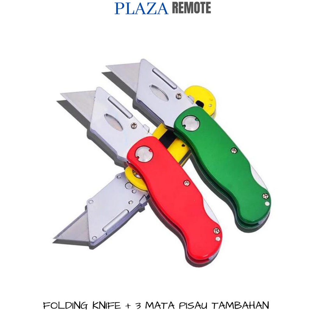 Jual FOLDING KNIFE + 3 MATA PISAU TAMBAHAN CUTTER AKRILIK UKIR DIY DLL ...