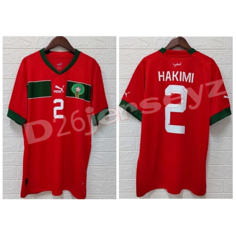 Jual Jersey Maroko Home Piala Dunia World Cup 2022 / 2023 + Cetak nama ...