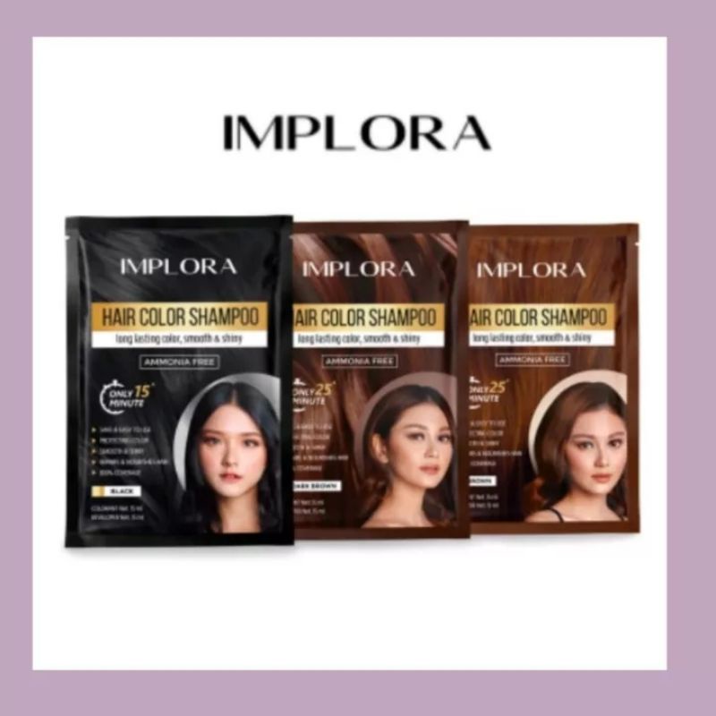 Jual IMPLORA HAIR COLOR SHAMPOO | Cat Rambut Shampoo Sachet | Shopee ...