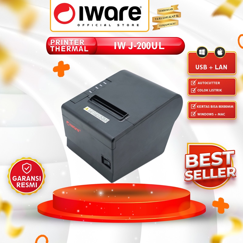 Jual POS MINI PRINTER KASIR 80MM THERMAL IWARE J200UL (USB+LAN+RJ11 ...