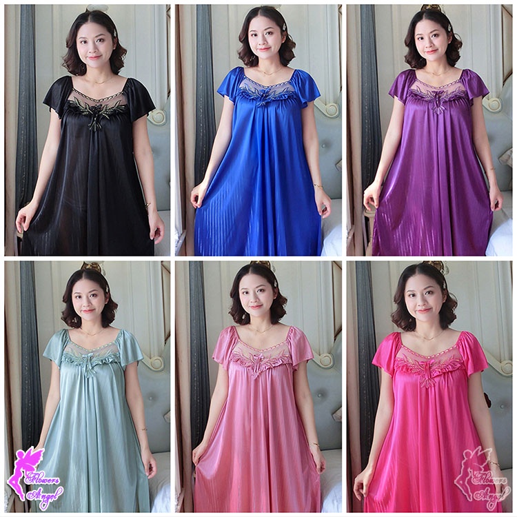Jual Daster Baju Tidur Wanita Satin Jumbo Big Size Sexy Sleepwear ...