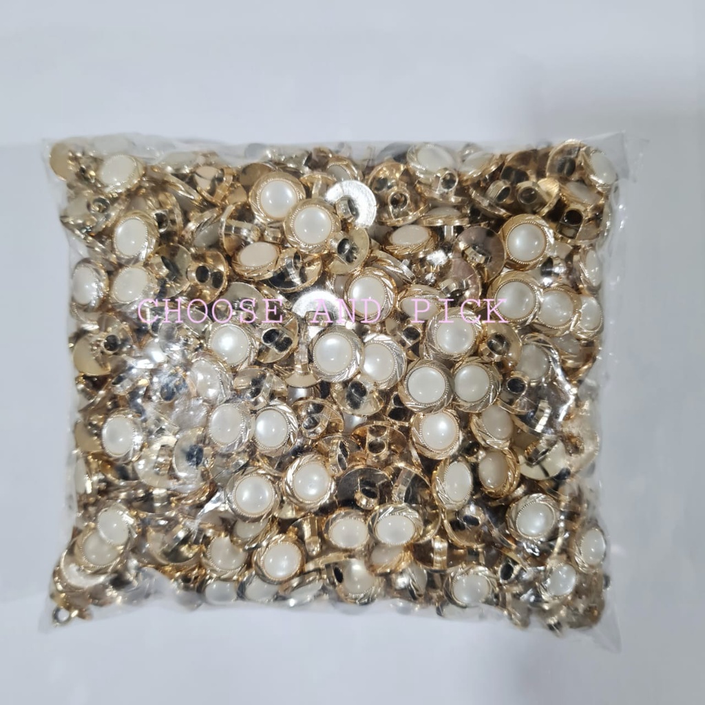 Jual Kancing Jamur Mutiara List Garis 20L 1,3cm Warna Emas isi 400pcs ...