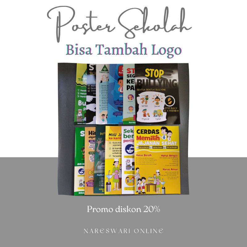 Jual Paket Poster Sekolah Bisa Tambah Logo Identitas, Stop Bullying ...