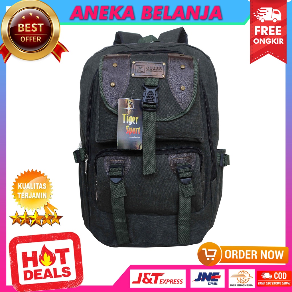 Jual Tas Ransel Kanvas Guess Warna Hijau Desain Keren Backpack ...
