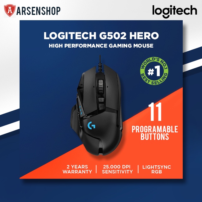 Jual Logitech G502 HERO LIGHTSYNC RGB Gaming Mouse | Shopee Indonesia